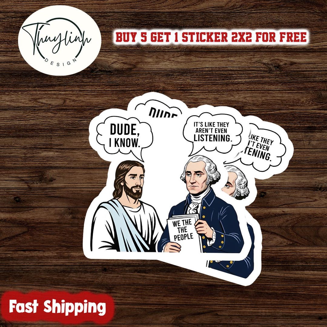 Jesus and George Washington Sticker/magnet, Funny Political Christian ...