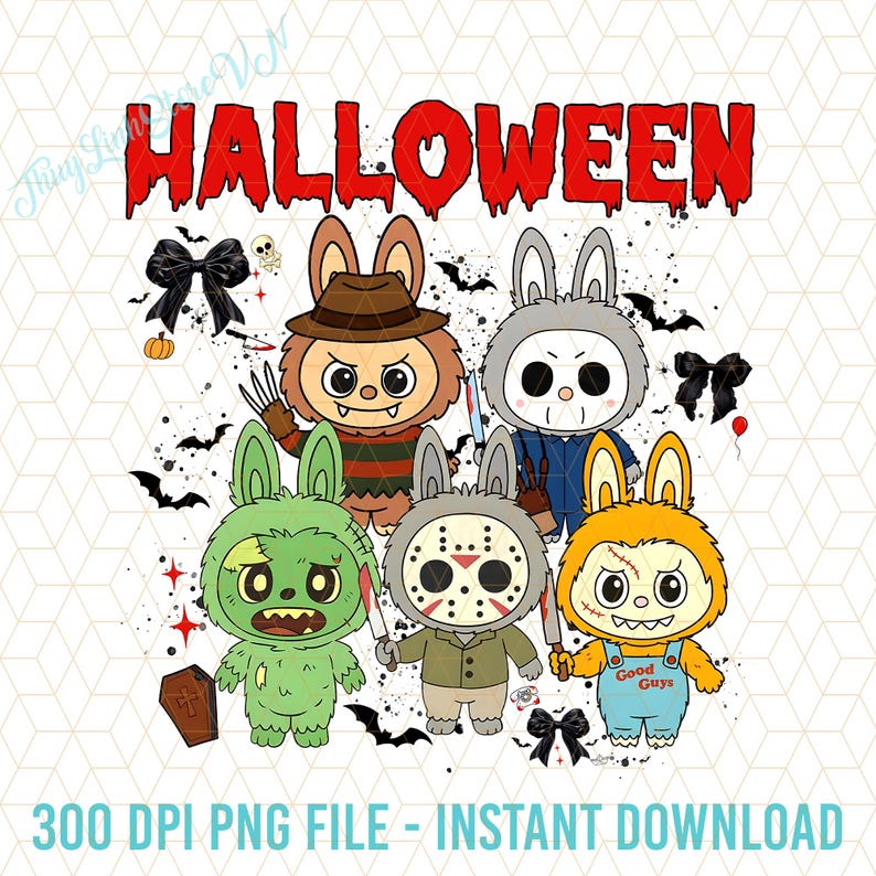 Labubu Halloween Png, Spooky Labubu Png, Halloween Horror Characters ...