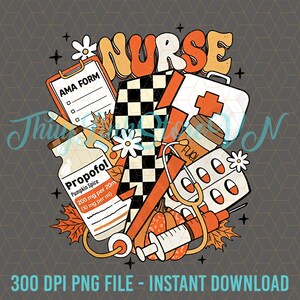 Cute Nurse Fall Png, Lighting Bolt Nurse Png, Nurse Gift, Thanksgiving ...