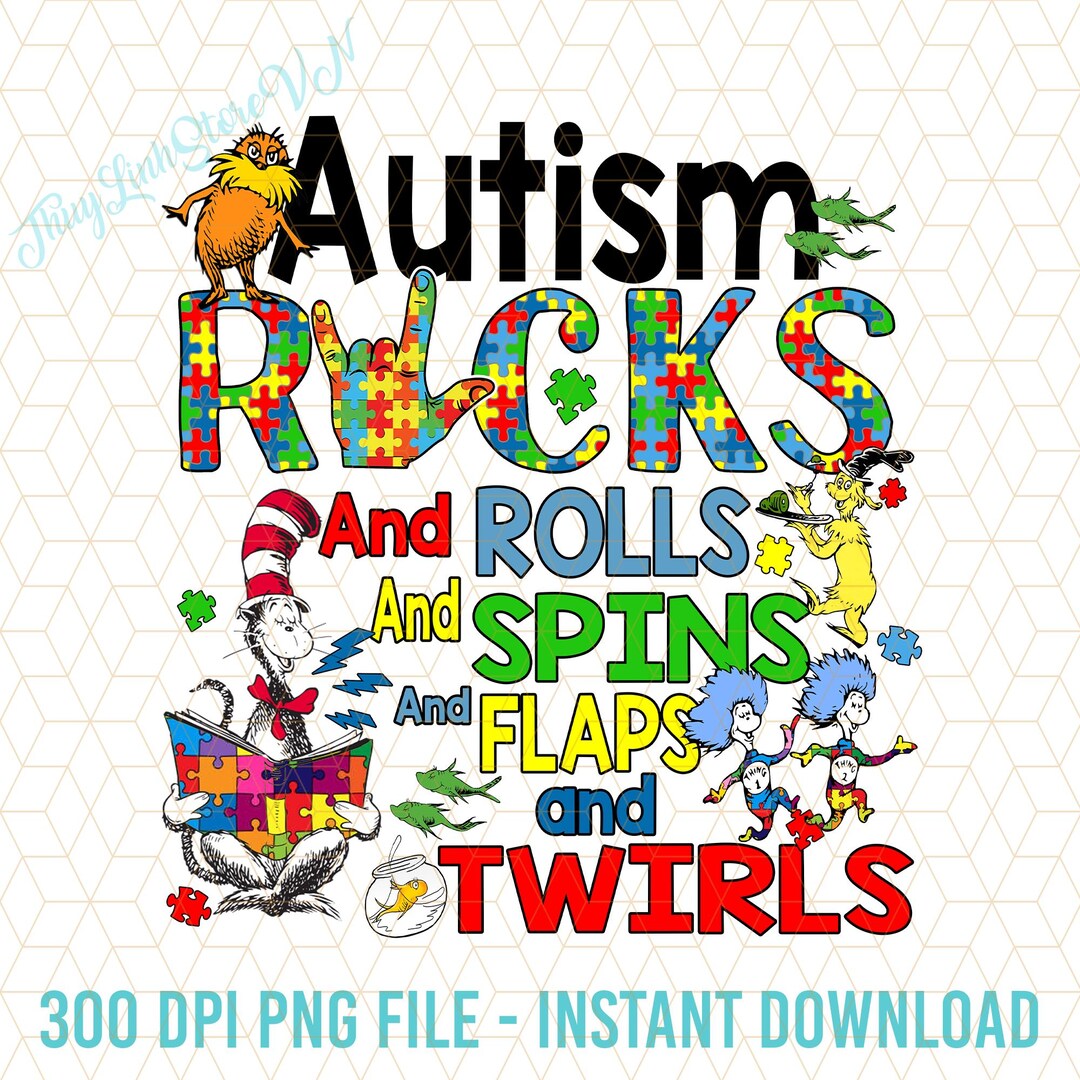 Autism Rocks and Rolls and Spins Png, Autism Awareness, Autism Puzzle ...