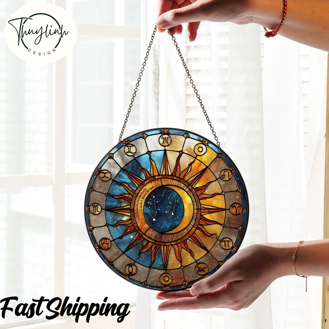 Personalized Zodiac Stained Glass Suncatcher, Custom Horoscope Decor - Etsy