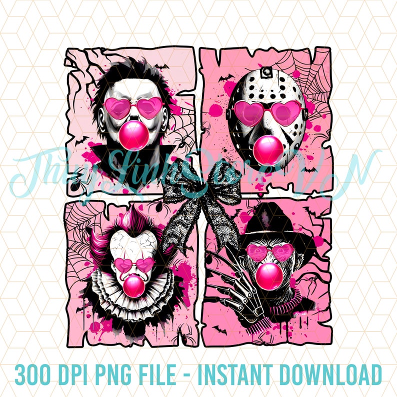 Pink Horror Characters Halloween Png, Pink Doll Halloween Png, Fun ...