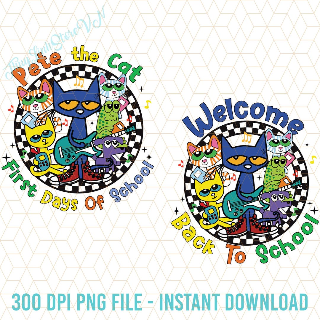 Welcome Back to School Png, Pete the Cat First Day of School Png ...