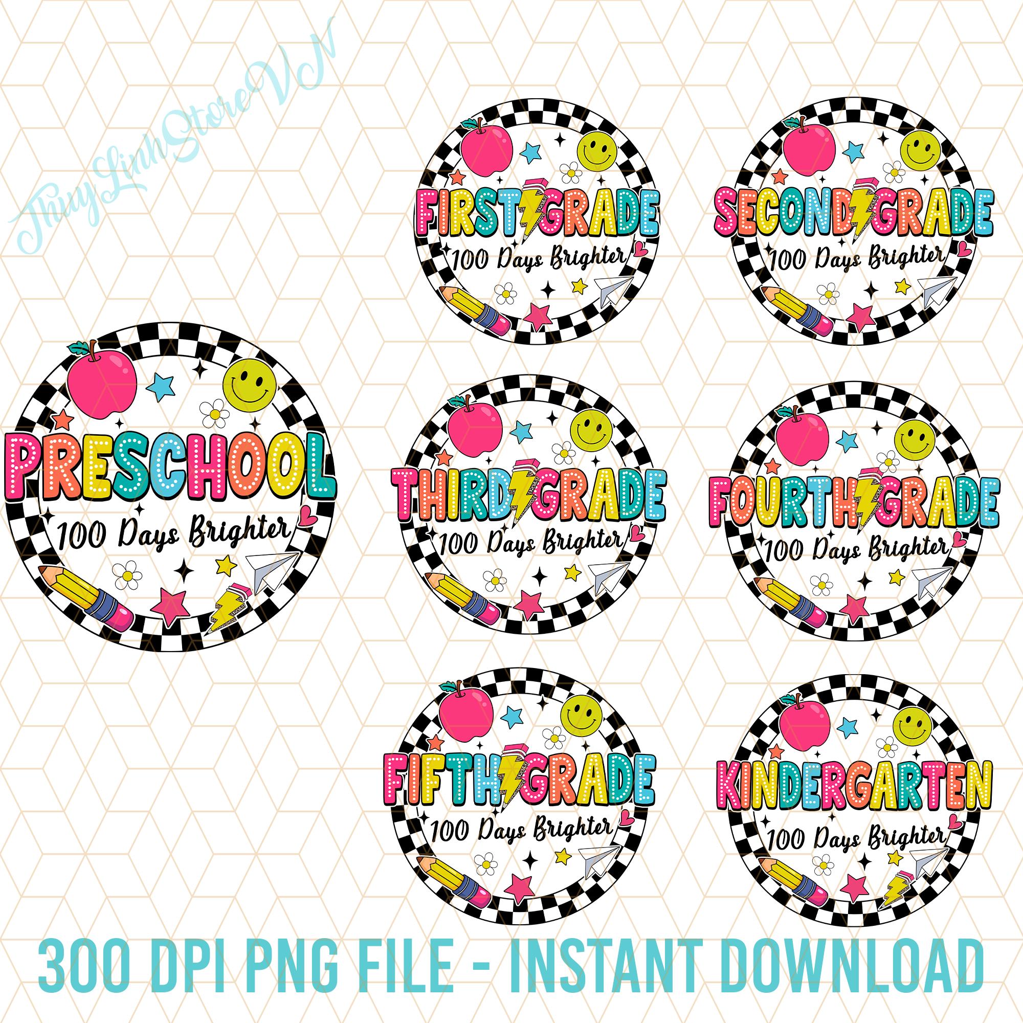 100 Days Brighter Png Bundle, 100 Days of School Png Bundle, Bundle ...