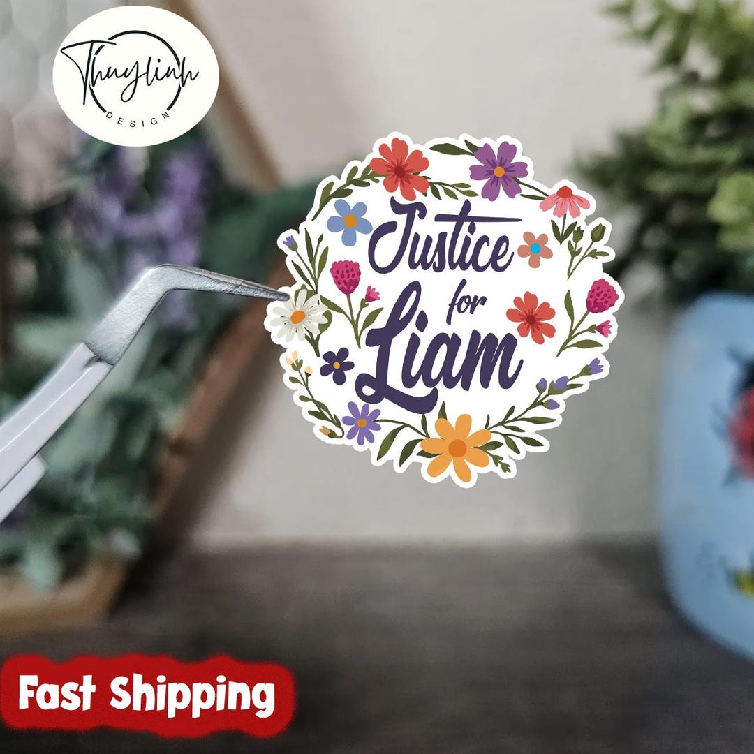 Floral Justice for Liam Sticker, Hands off Kids Statement Sticker ...