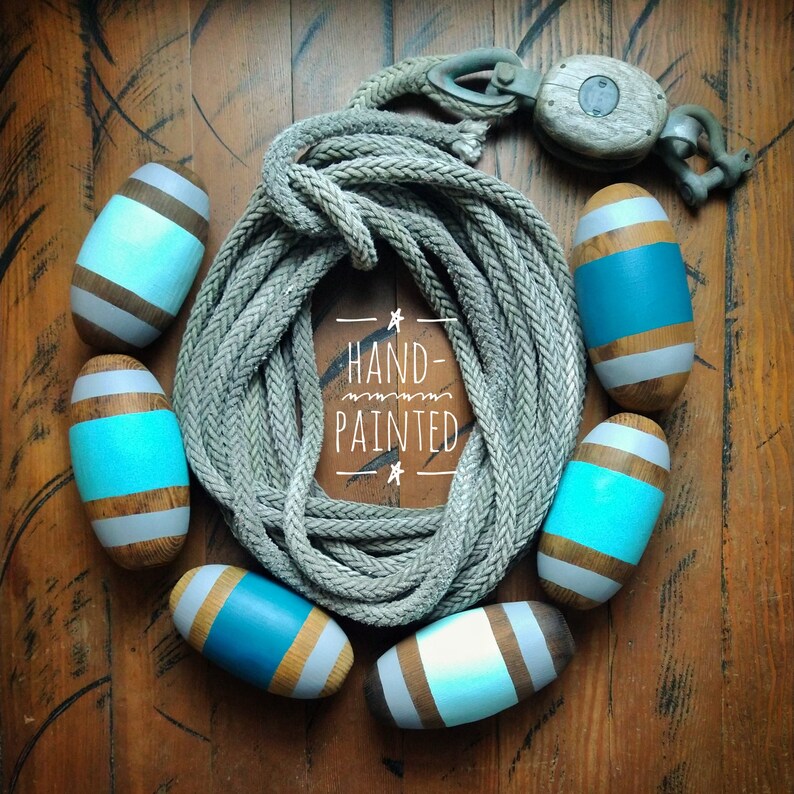 Vintage Nautical Buoy Float Decor, Painted Wood Decor, Beach Decor ...