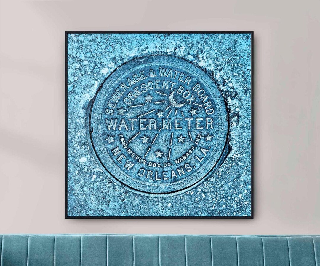 New Orleans Water Meter Art Print, Blue NOLA Art Print, Louisiana ...