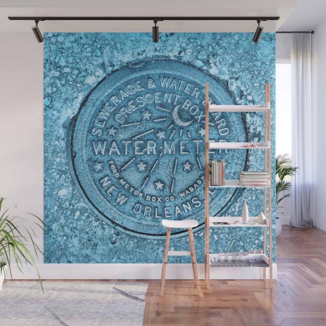 Blue Water Meter Wall Mural New Orleans Mural Water Meter - Etsy