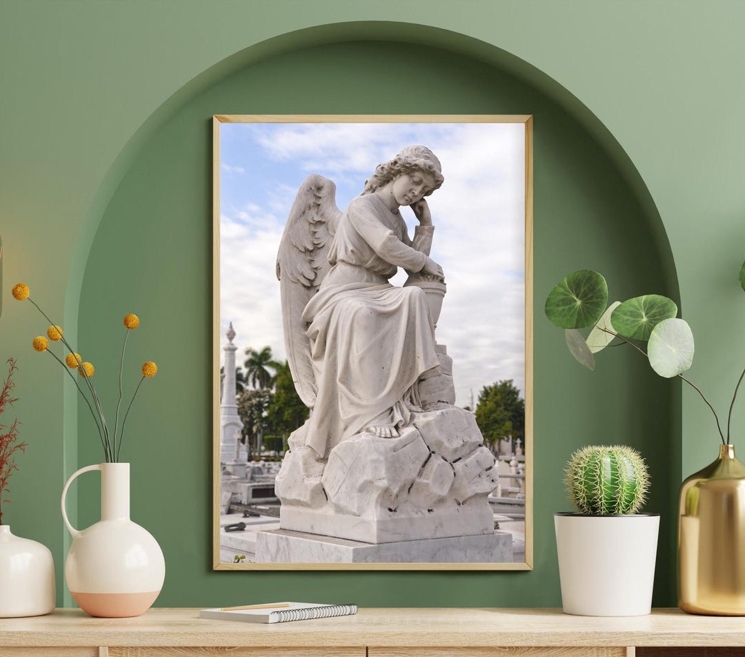 Cuba Cemetery Print, Tired Angel Statue, Havana, Religious Photography ...