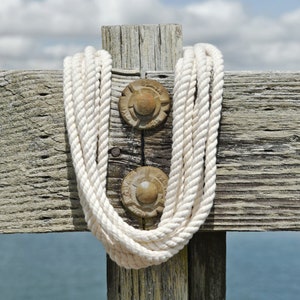 White Cotton Rope Nautical Decor, Beach Decor, Wood Decor, Upcycled ...