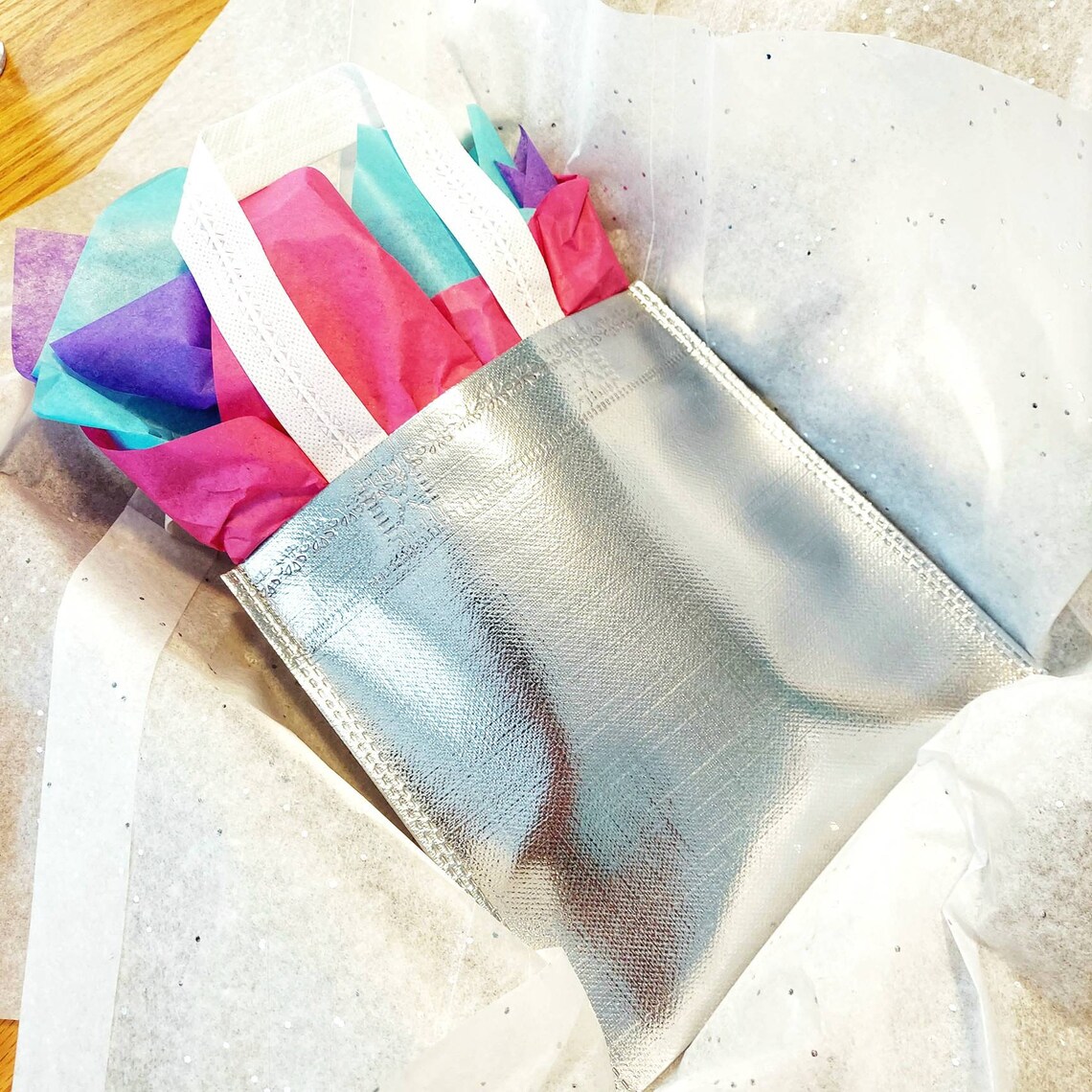 Gift Wrap Add on Silver Metallic Gift Bag With Colorful | Etsy