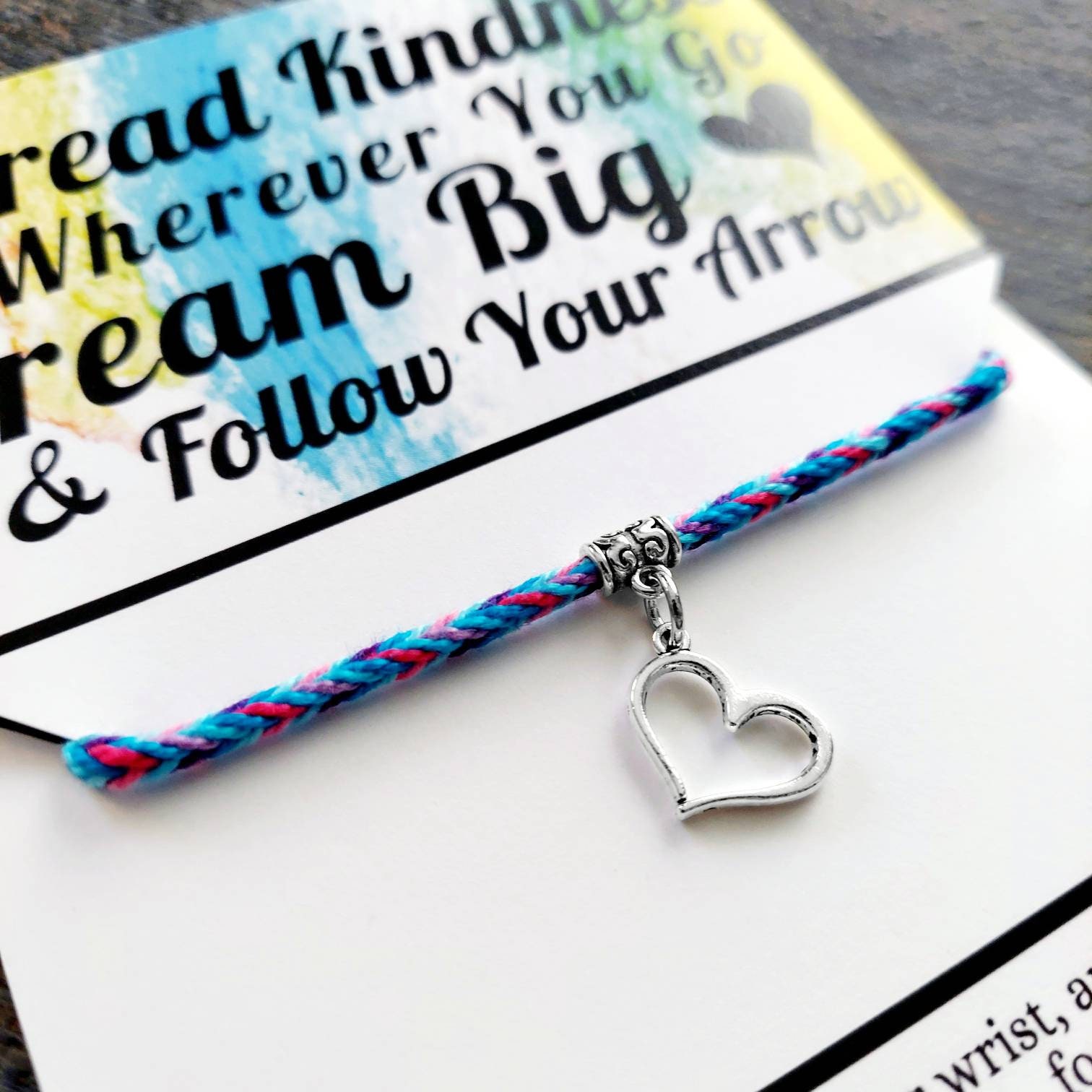 SALE - Spread Kindness Bracelet - Hand Woven Cord - Tie-On Style - Open ...