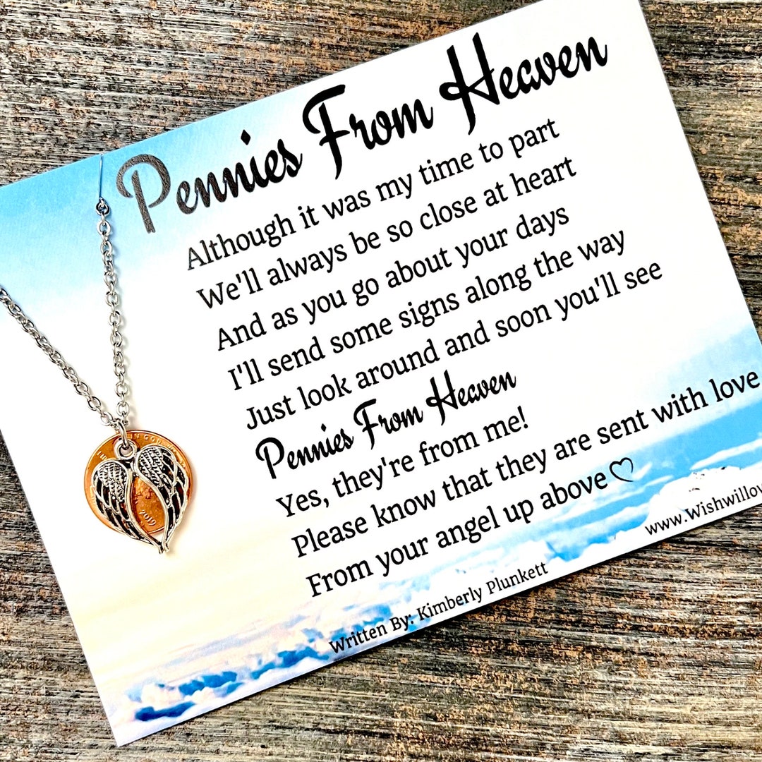 SALE - Sympathy Gift - Pennies From Heaven Necklace - Message From ...
