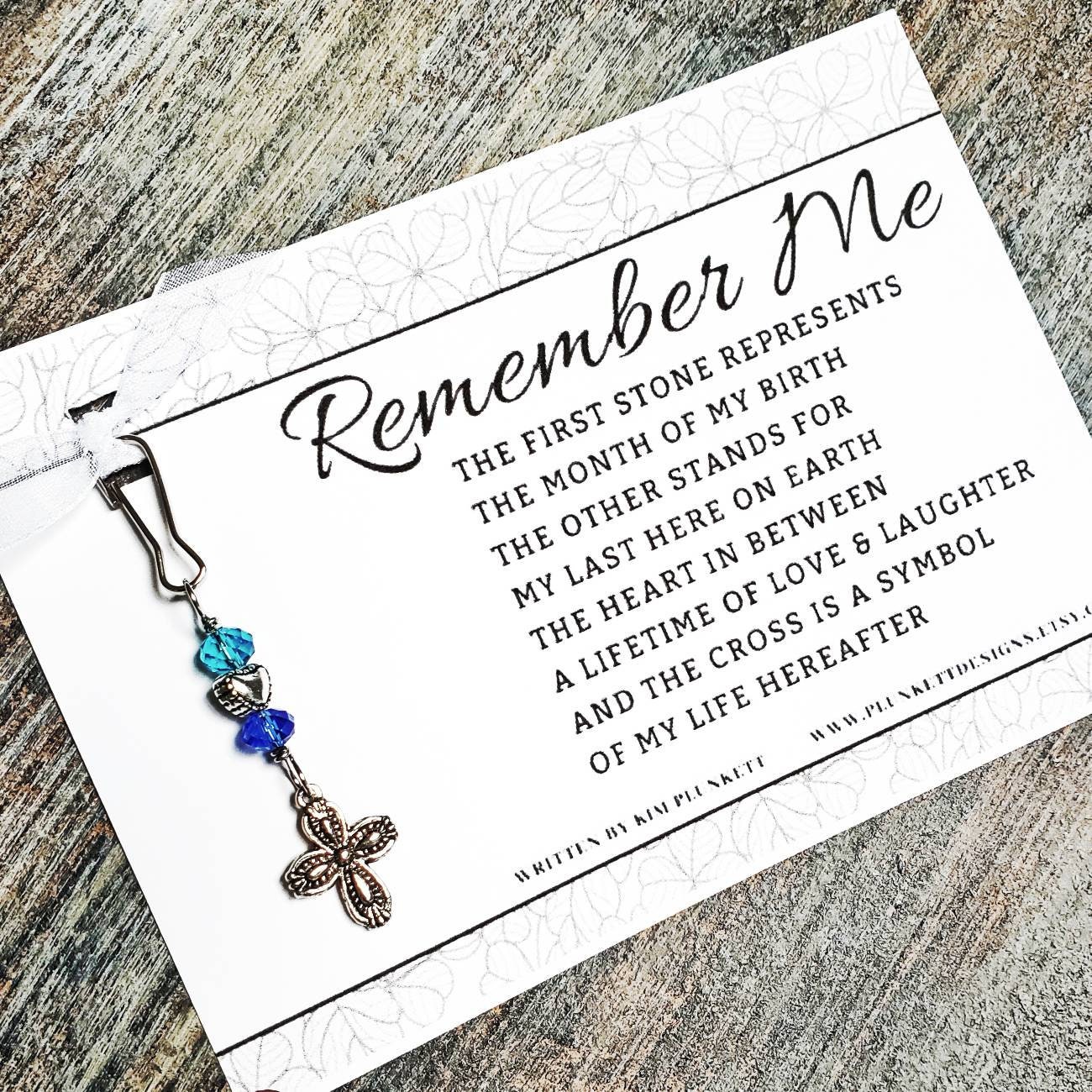 Remember Me Charm Memorial Gift With Original Poem & Custom | Etsy