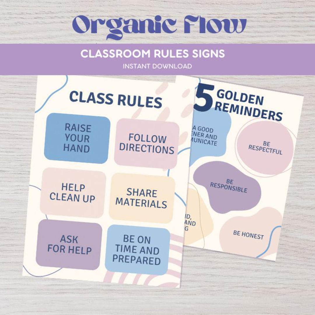Classroom Rules Signs - Organic Flow- Classroom Decor - Etsy
