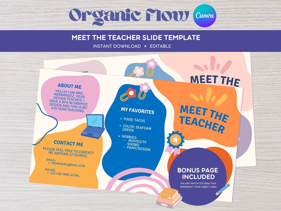 Meet the Teacher Intro Slide, Teacher Introduction, Organic Flow Theme ...