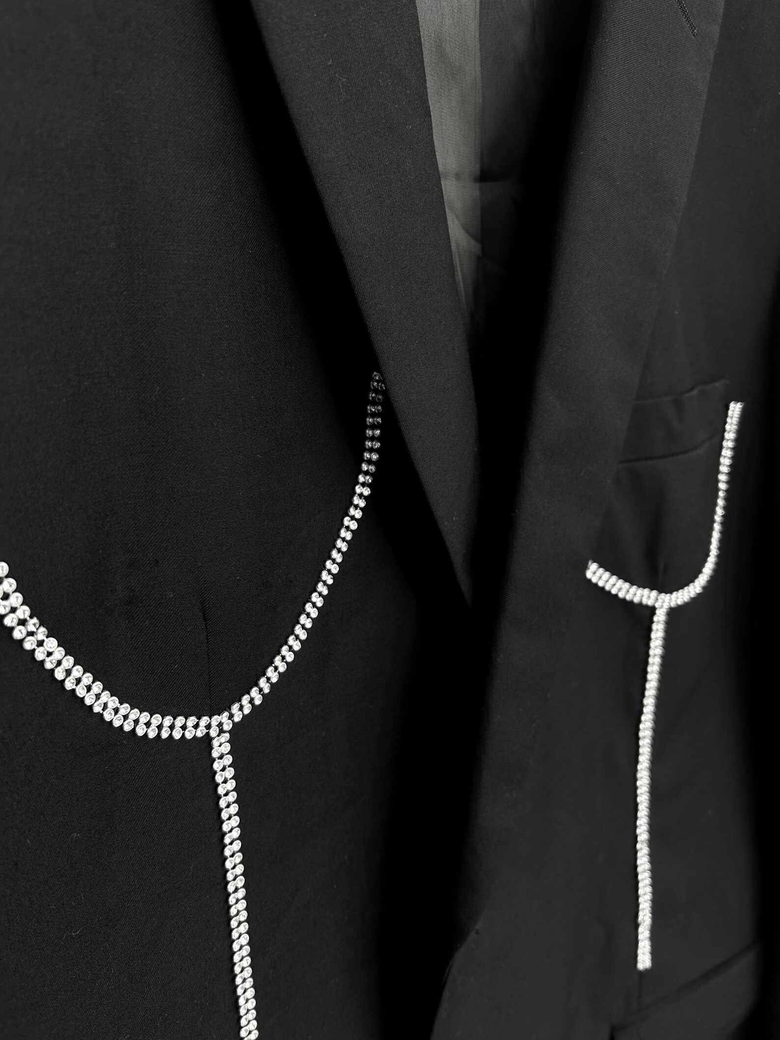 Customized Vintage Blazer in Black With Silver Decoration, Upcycled ...