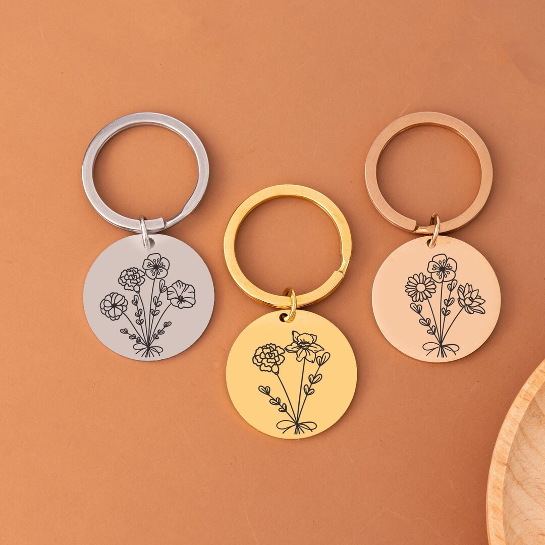 Birth Flower Keychain • Customized Family Keychains • Personalized ...