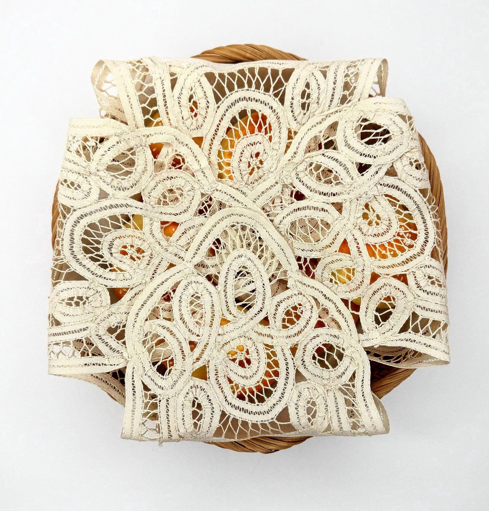 Linen Bread Basket Cover Battenburg Brussels Lace Bun Warmer - Etsy