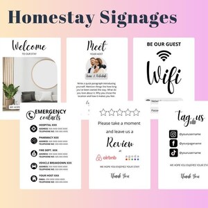 20 Editable Homestay Signage Templates | Airbnb Host Printable Signs ...