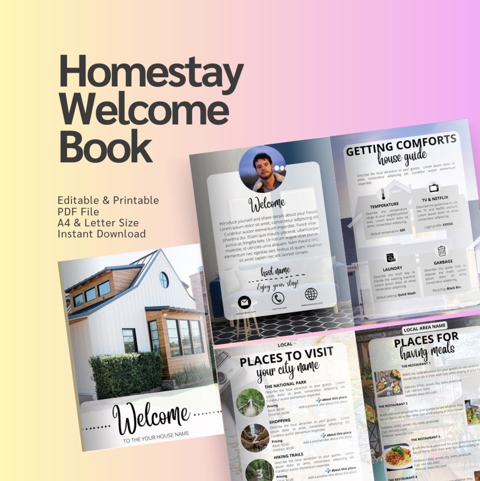 Editable Airbnb Homestay Welcome Book Template Airbnb Booking Guest ...
