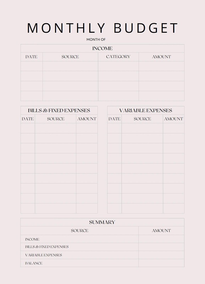 Printable Monthly Budget Planner, Customizable Budget Sheet, Canva ...