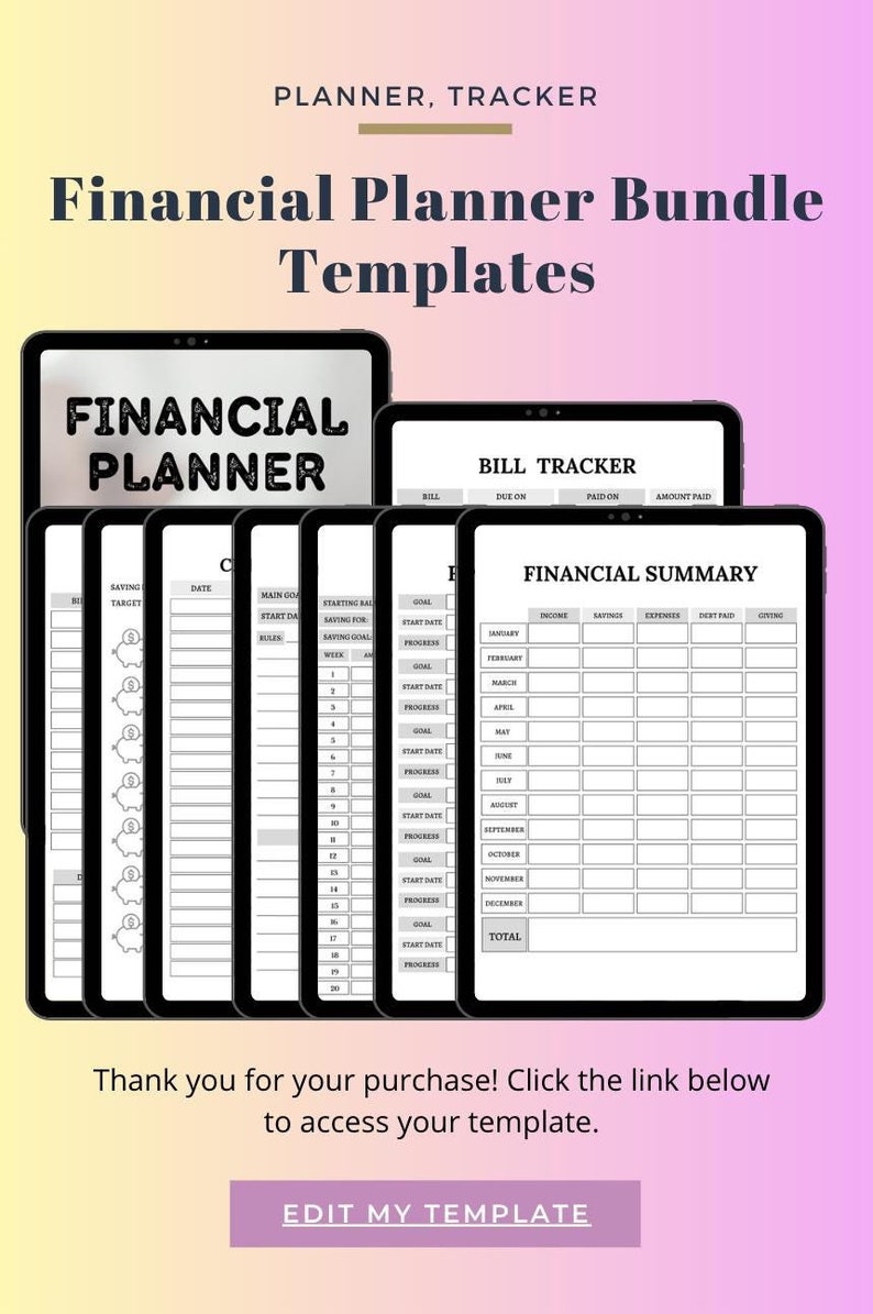 30 Financial Planner Templates Bundle Budget, Subscription, Savings ...