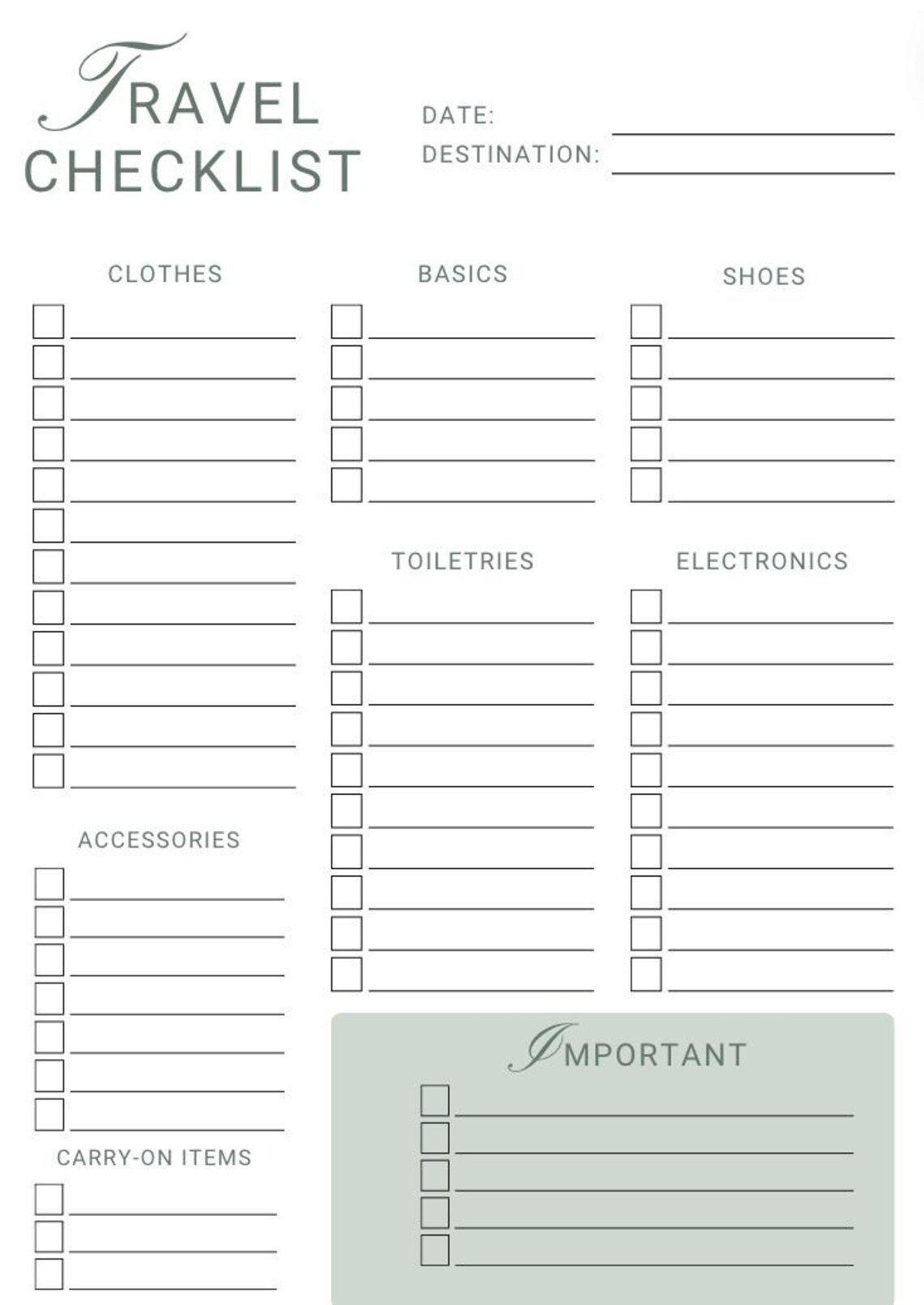 Editable Travel Budget, Itinerary, Packing Checklist Printable Vacation ...