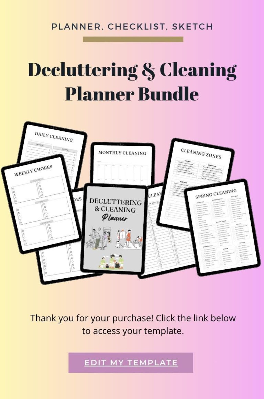 Decluttering Planner, Cleaning Planner Template Bundle | Organize Your ...