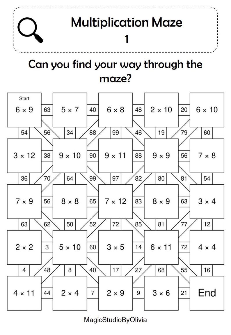 Math Maze Worksheets: 800 Printable Addition, Subtraction ...