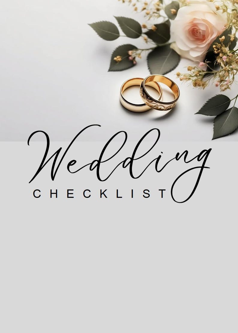 Minimalist Printable Wedding Checklist PDF - 12-month Countdown to the ...