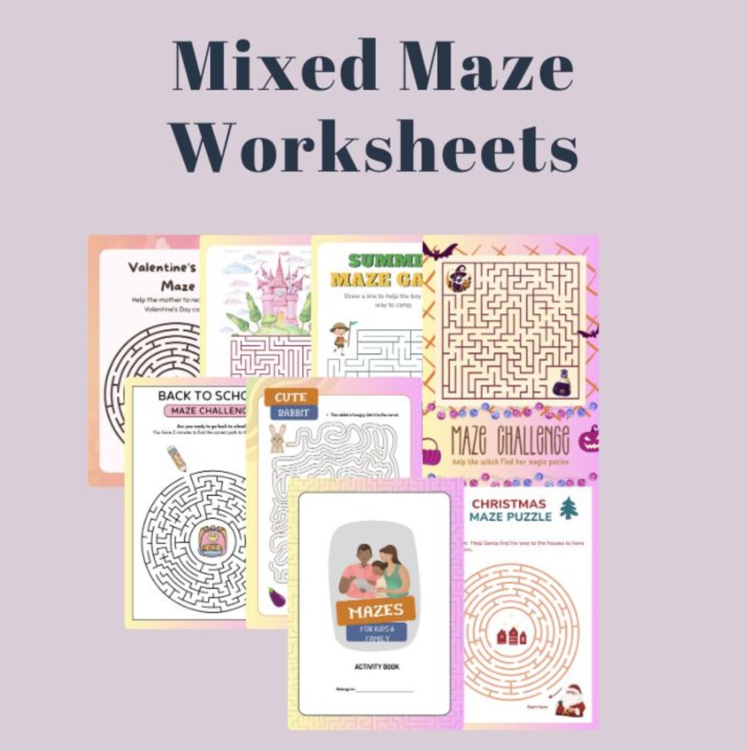 Family Fun Maze Activity Worksheets, Holiday Games, 37 Maze Puzzles for ...