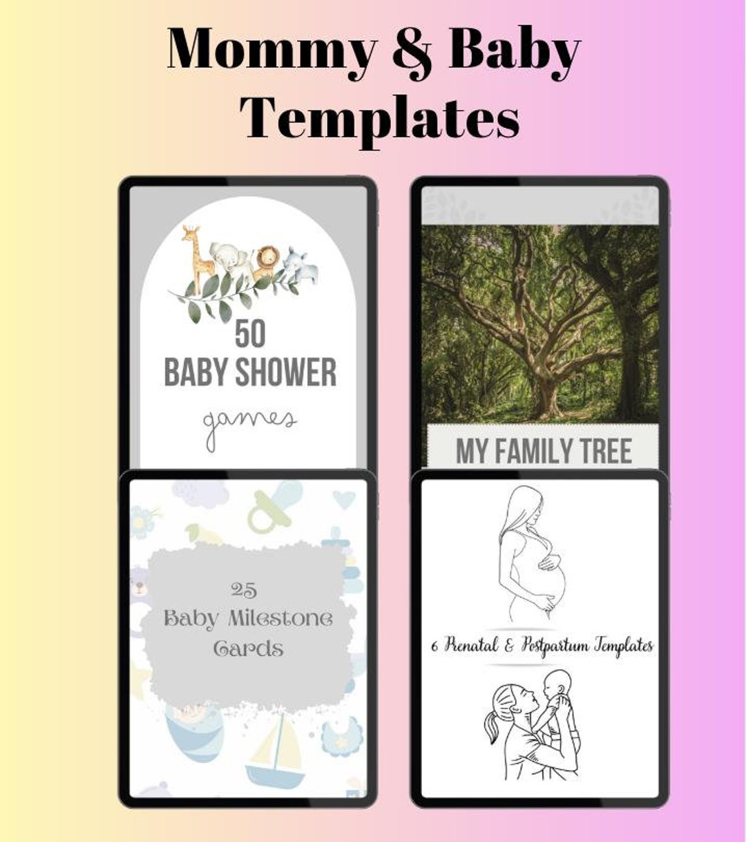 Baby Milestone Cards & Shower Games: Prenatal, Postpartum, Family Tree ...