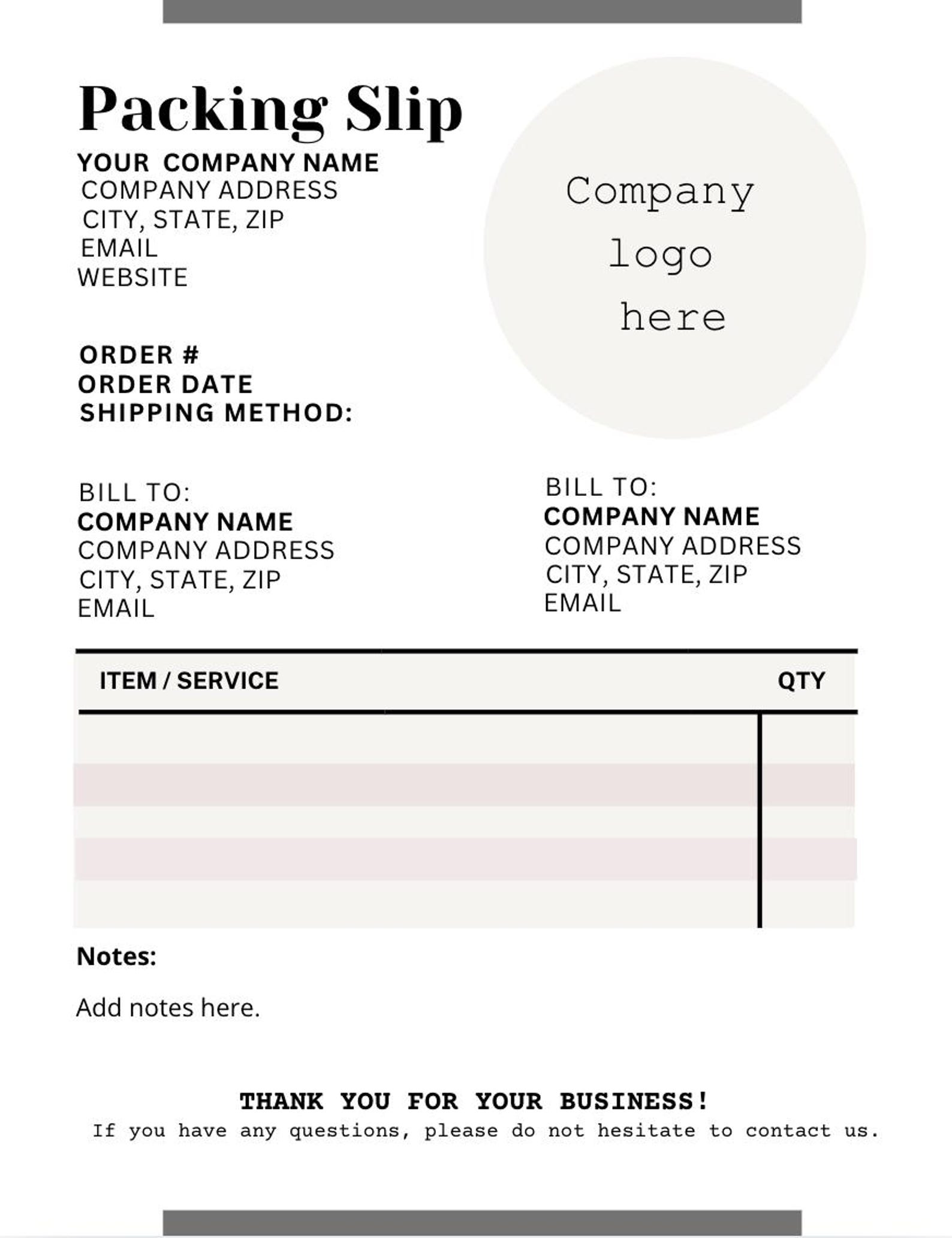 Editable Multi-purpose Template Bundle Set: Customizable Packing Slip ...