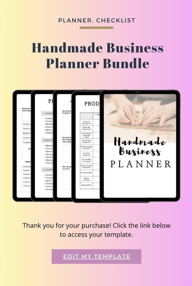 Handmade Business Planner Templates Editable PDF for Branding, Product ...