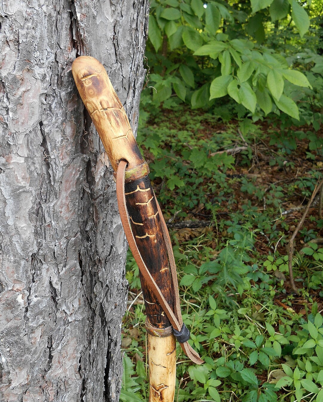 Worm Wood Walking Stick, Ash Staff With Worm Tracks for Trail Hiking ...