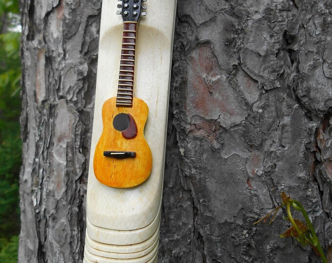 Hand Carved Guitar Staff Walking Stick With 2 Guitars, Gift for ...