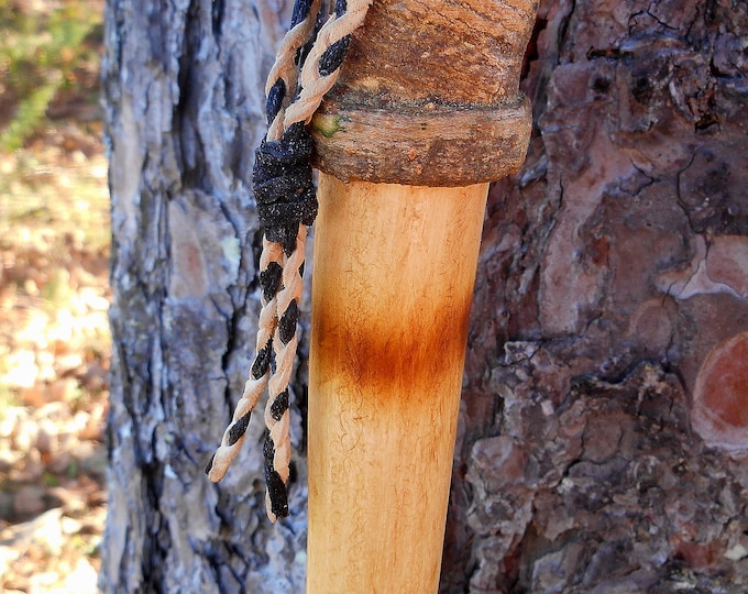 Ash Wood Walking Stick With Bark Wrap Unique Rustic Hiking - Etsy