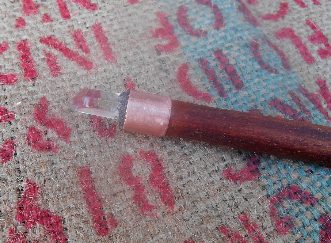 Rosewood Magic Wand With Copper and Quartz Crystal, Witchcraft, Wicca ...