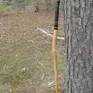 Hand Carved Walking Stick, Birch Wood Hiking Staff With Leather Wrap ...