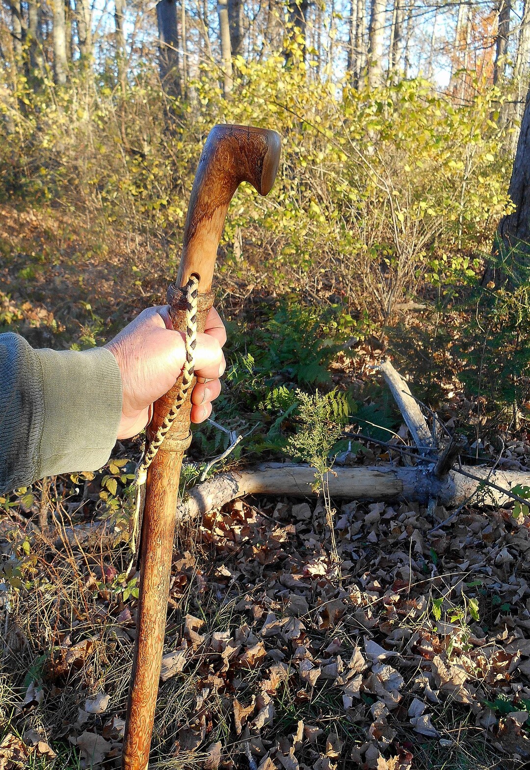 Walking Stick, Oak Wood Staff for Nature Hikes, Trail Hiking, Gift for ...