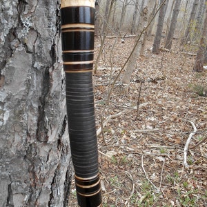 Hand Carved Walking Stick, Birch Wood Hiking Staff With Leather Wrap ...