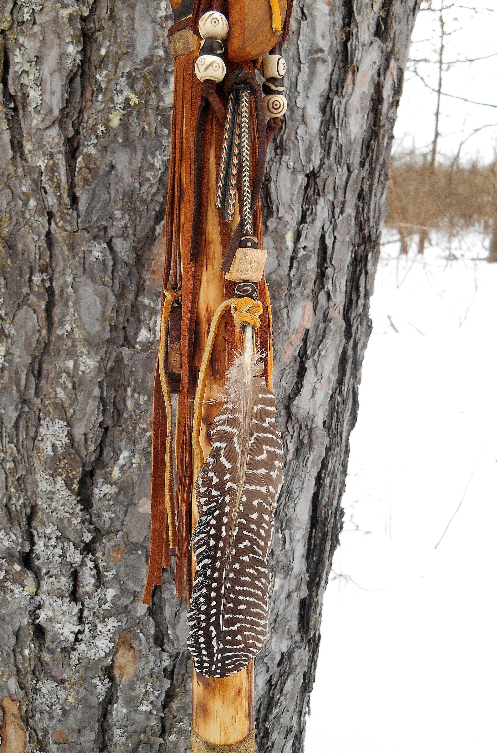 Shaman Staff of Ash Wood, Tall Walking Stick With Crystal, Pow Wow ...