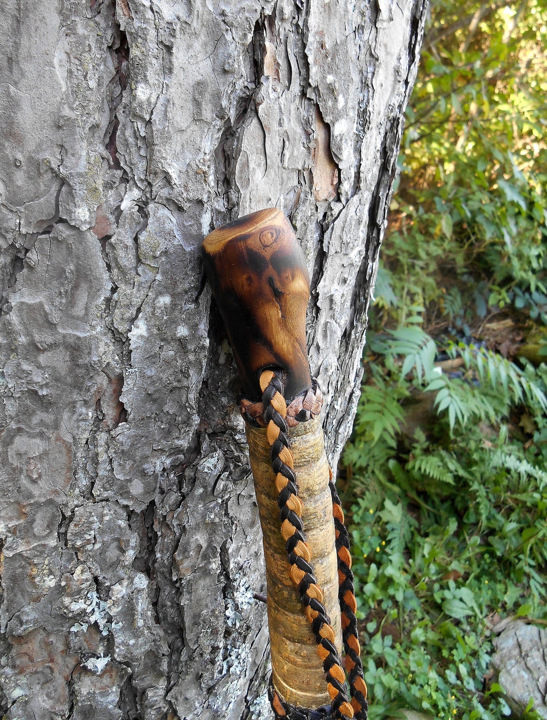 Walking Stick for Nature Hikes Burned Ash Wood Hiking Staff - Etsy