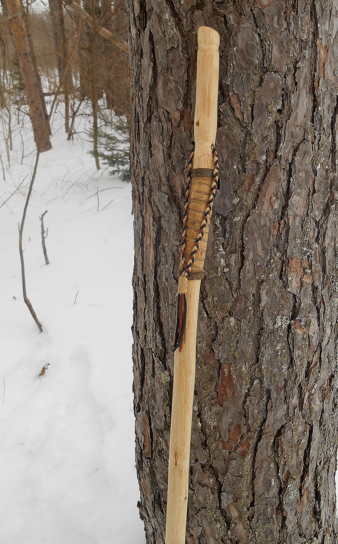 Tall Ash Walking Stick Natural Wood Staff for Nature Hikes Trail Hiking ...