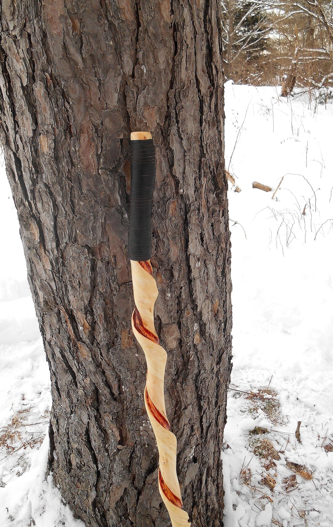 Vine Twisted Walking Stick, Maple Wood Staff for Nature Hikes, Trail ...