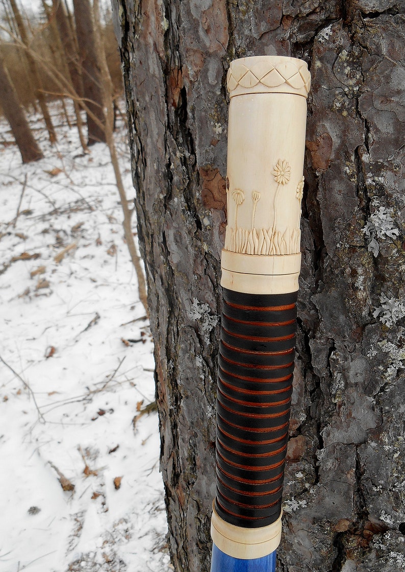 Hand Carved Walking Stick: Birch Wood Staff With Flower Carvings - Etsy
