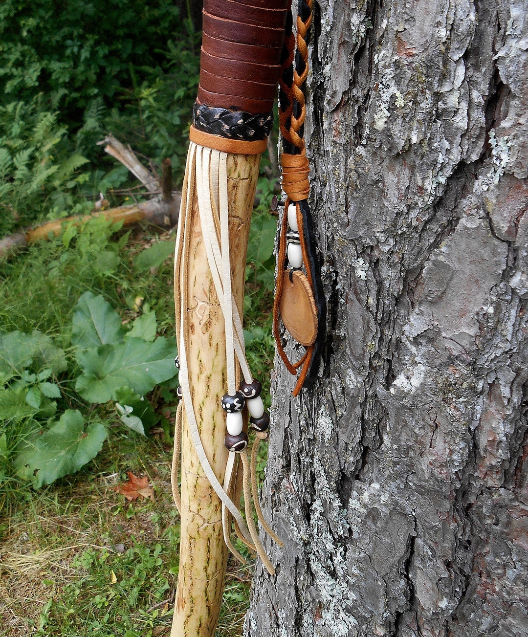 Tall Shaman Staff of Ash Wood, Walking Stick, Dance Staff for Pow Wow ...
