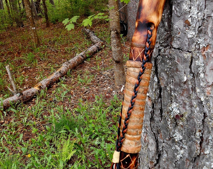 Burnt Maple Fire Staff With Leather, Tall Walking Stick for Nature ...
