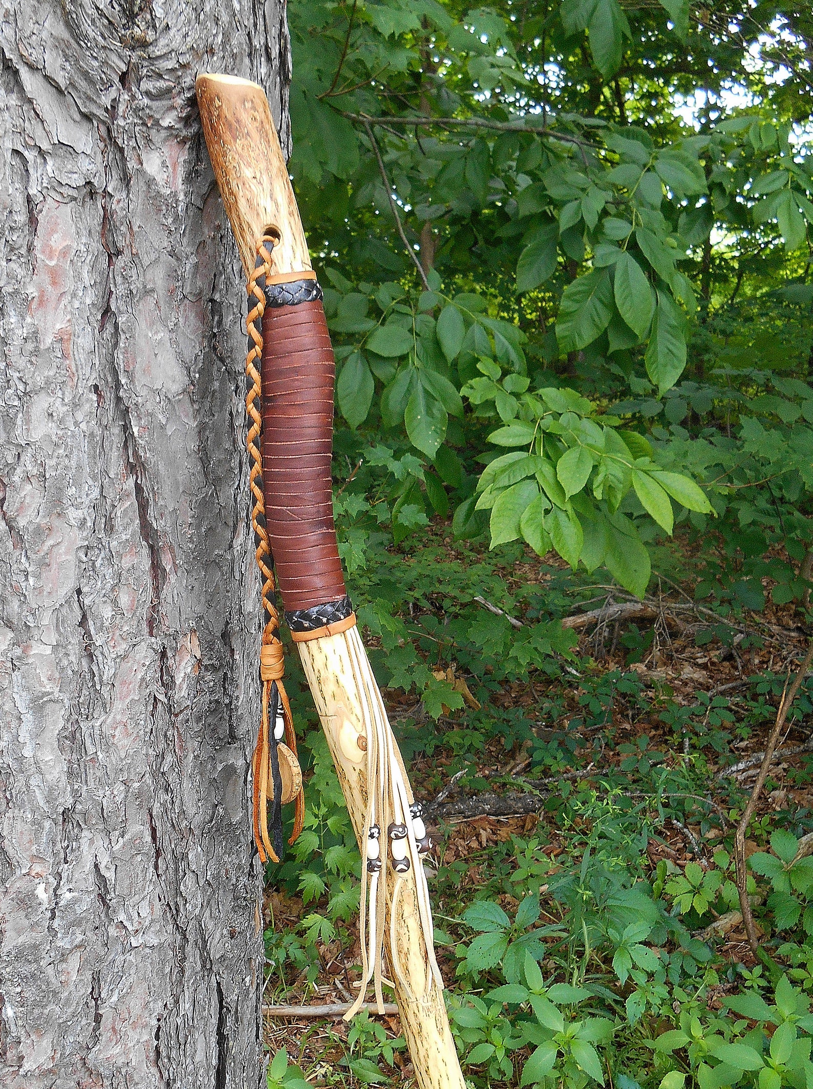 Tall Shaman Staff of Ash Wood, Walking Stick, Dance Staff for Pow Wow ...